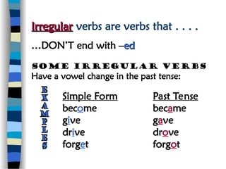 teaching Simple Past tense form, use and meaning | PPT