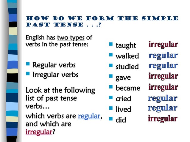 Simple Past PRESENTATION NEGATIVE AND POSITIVE QUESTIONS | PPT