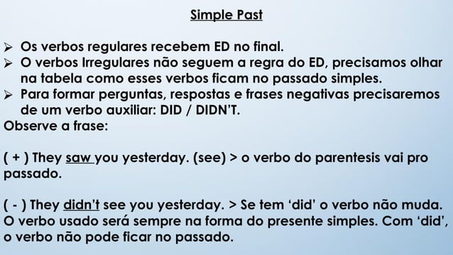 Simple Past.(Explicação, uso e exercícios) | PPTX