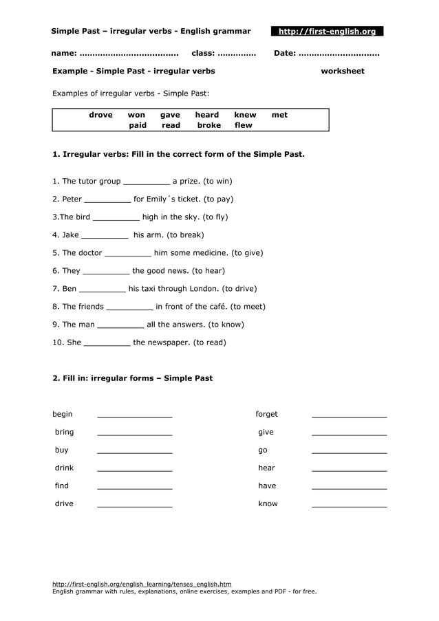 Simple past 13_irregular_verbs_worksheets | PDF