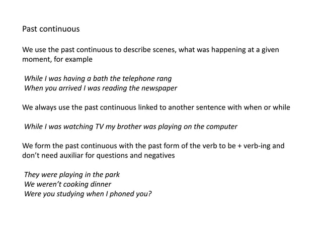 Simple past and past continuous | PPT