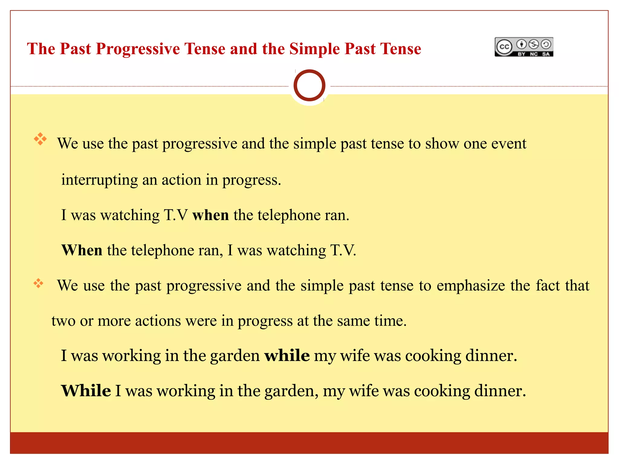 Simple past and past progressive. | PPT