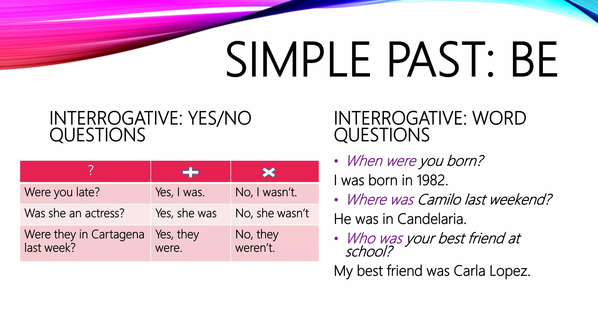 Simple past: Be | PPTX