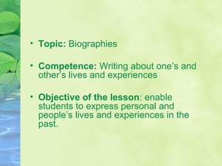 Simple past biographies | PPT