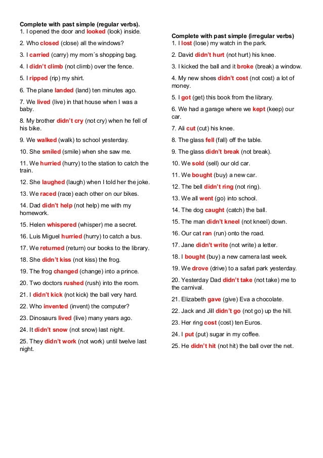 Exercises Simple Past Answers exercises-simple-past-answers