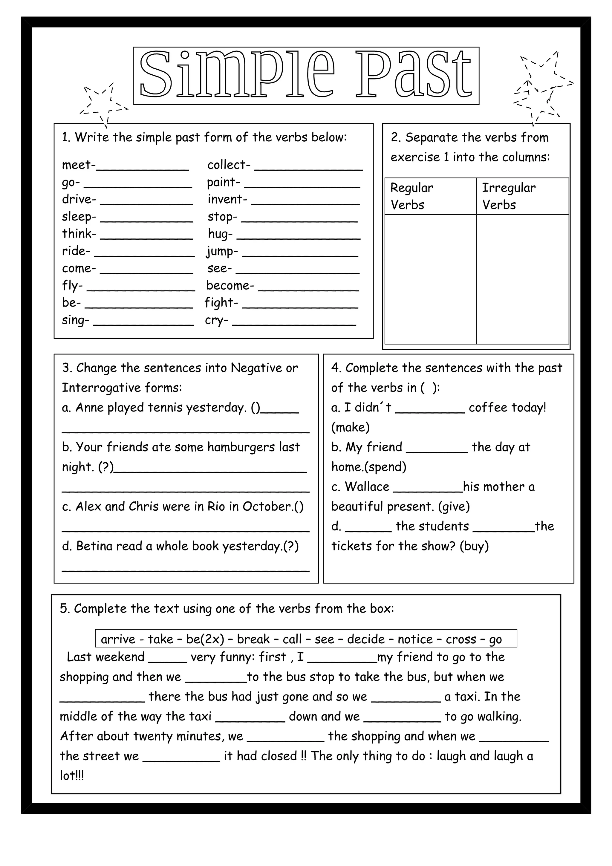 Simple past_exercises_for_nivelation no2 7 grado | DOC