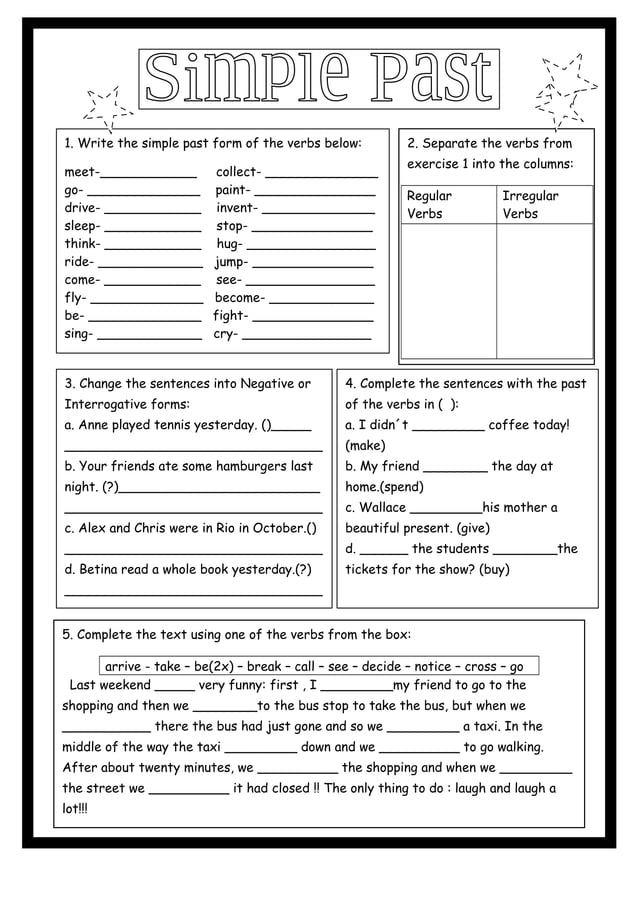 Simple past_exercises_for_nivelation no2 7 grado | DOC