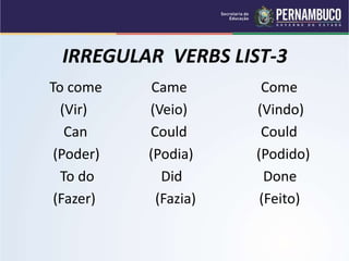 Simple past irregular verbs | PPT