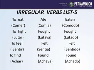 Simple past irregular verbs | PPT