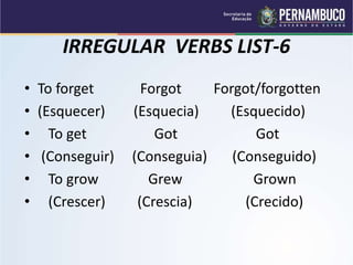 Simple past irregular verbs | PPT