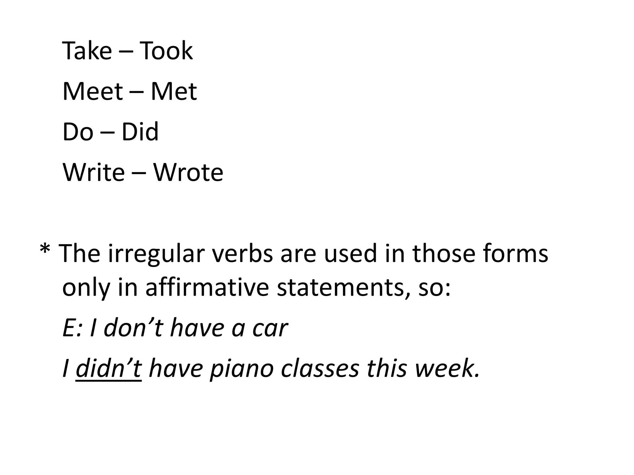 Simple past – irregular verbs | PPT