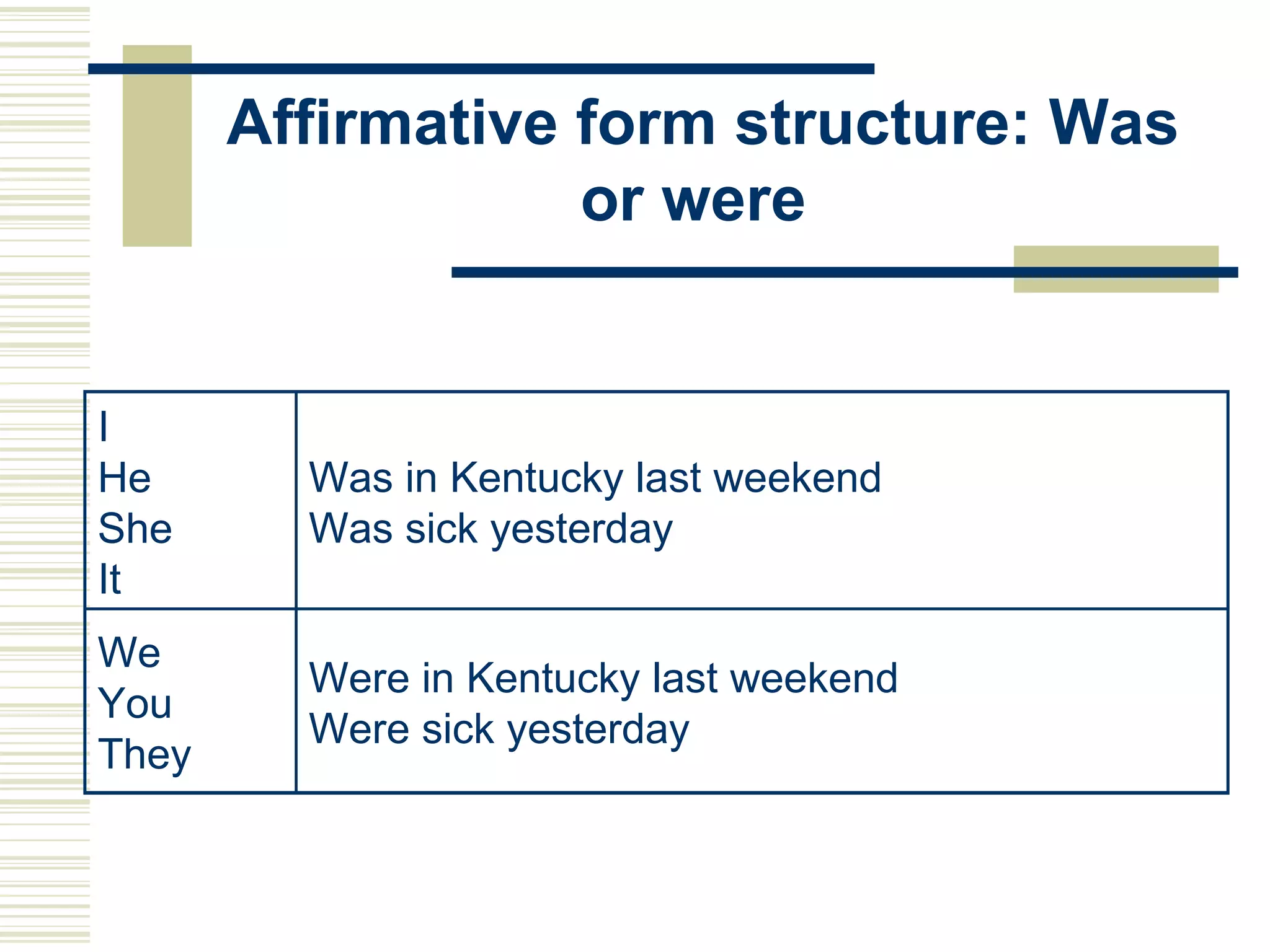 Simple past of verb to be | PPT