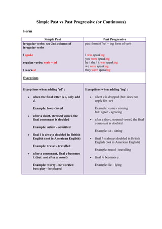 Simple past past continuous | PDF