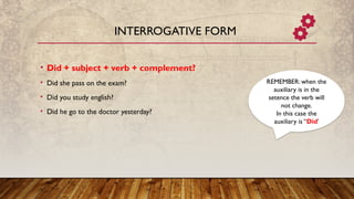 SIMPLE PAST USES AND RULES. REGULAR AND IRREGULAR VERBS | PPT