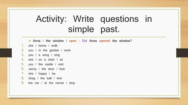 Simple past questions | PPTX