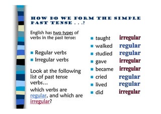Simple past regular and irregular | PDF