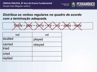 Simple Past (regular verbs) vERBO TOBE. wAS WERE. Tempo Passado. Formas ...