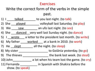 Simple past resume and exercise | PPTX