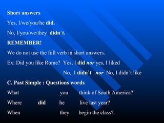 Simple Past Tense | PPT