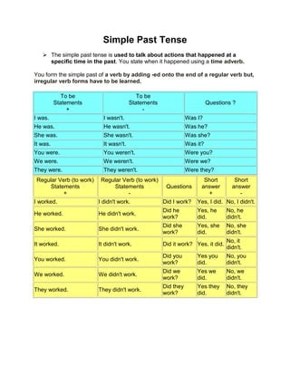 Simple past tense | DOCX