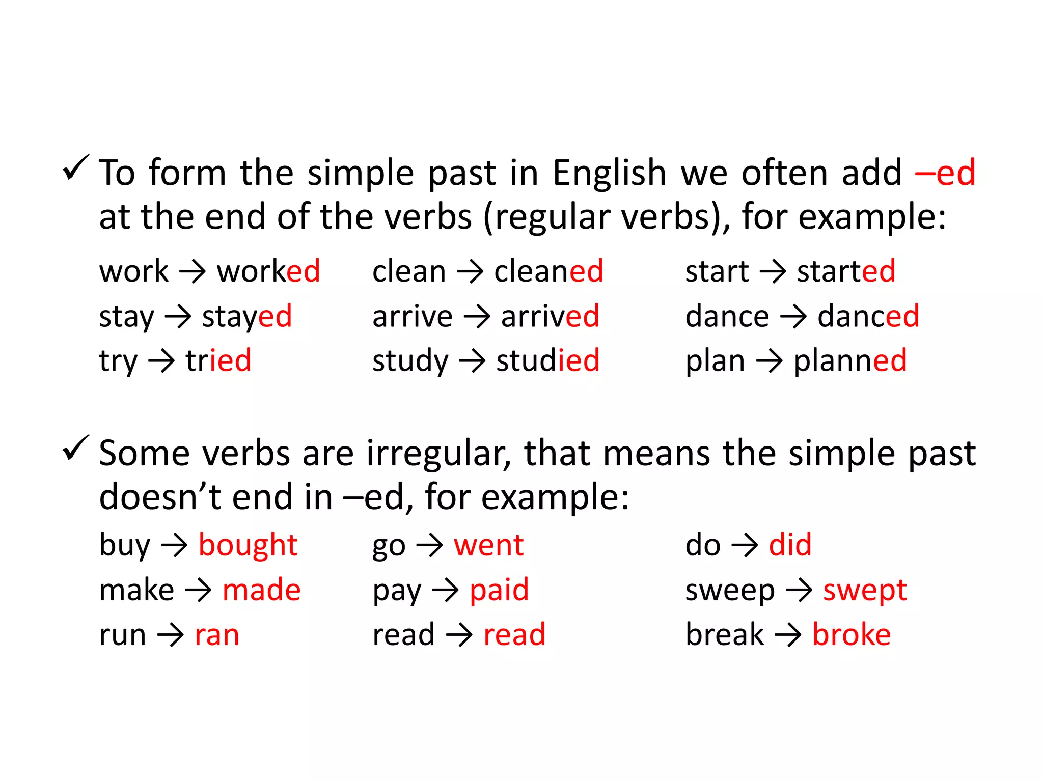 Simple past tense | PPTX