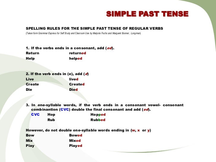 Simple Past Tense Add D Simple Past Tense Past Tense