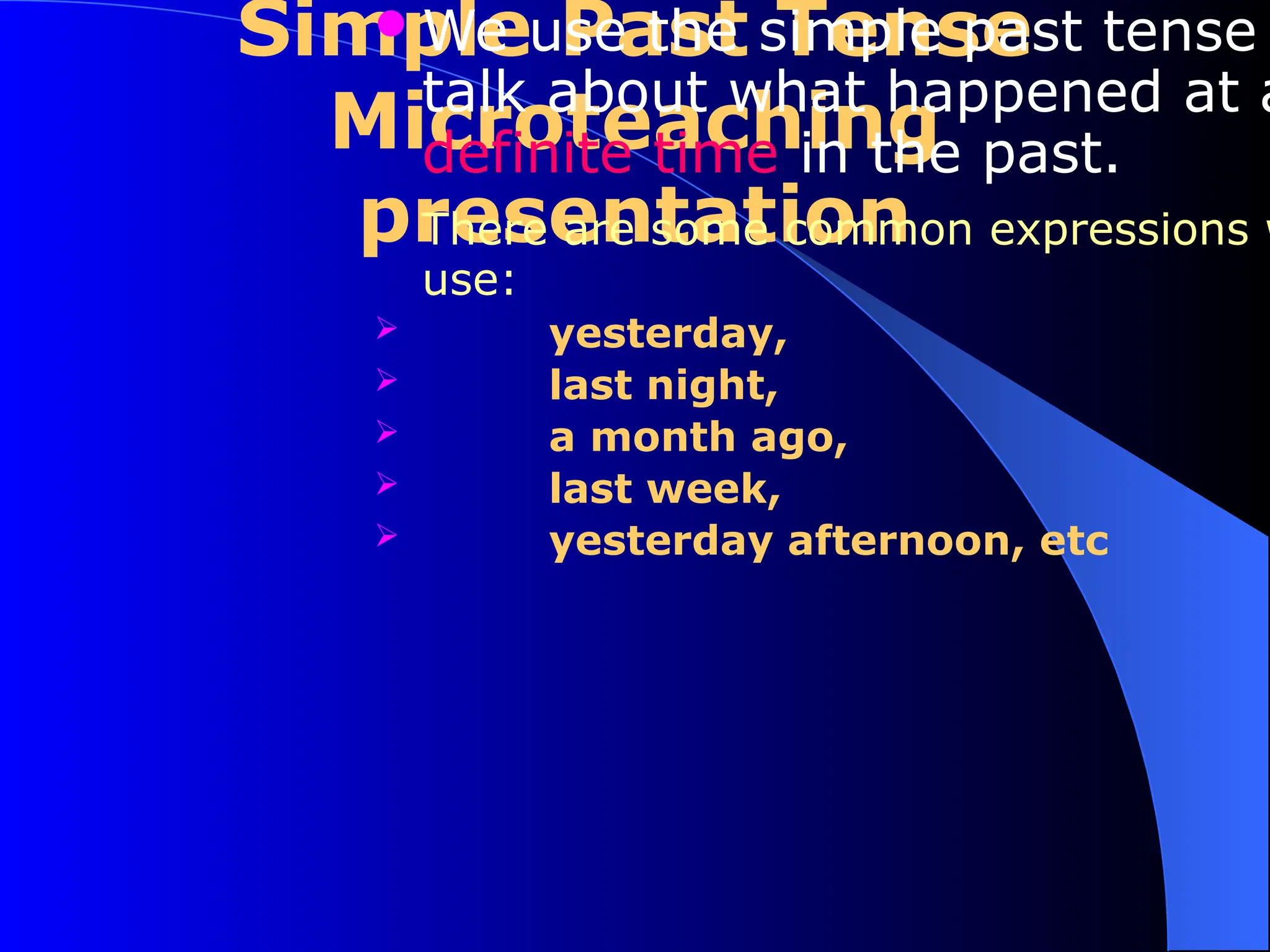 SIMPLE PAST TENSE Power Point presentation | PPTX