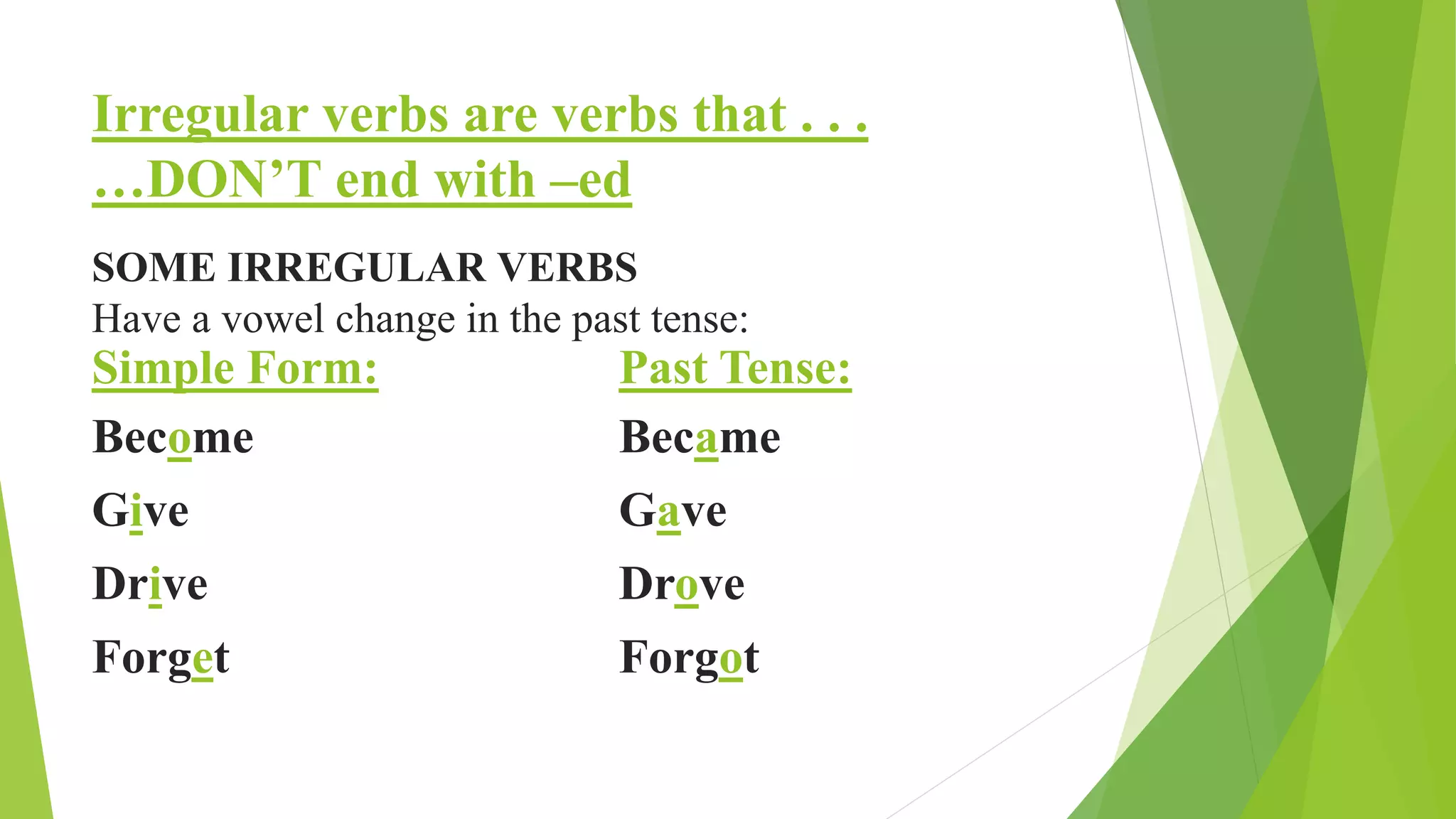 Simple past tense xavier aguado 29515446 - ingles i - seccion 1 b - | PPTX