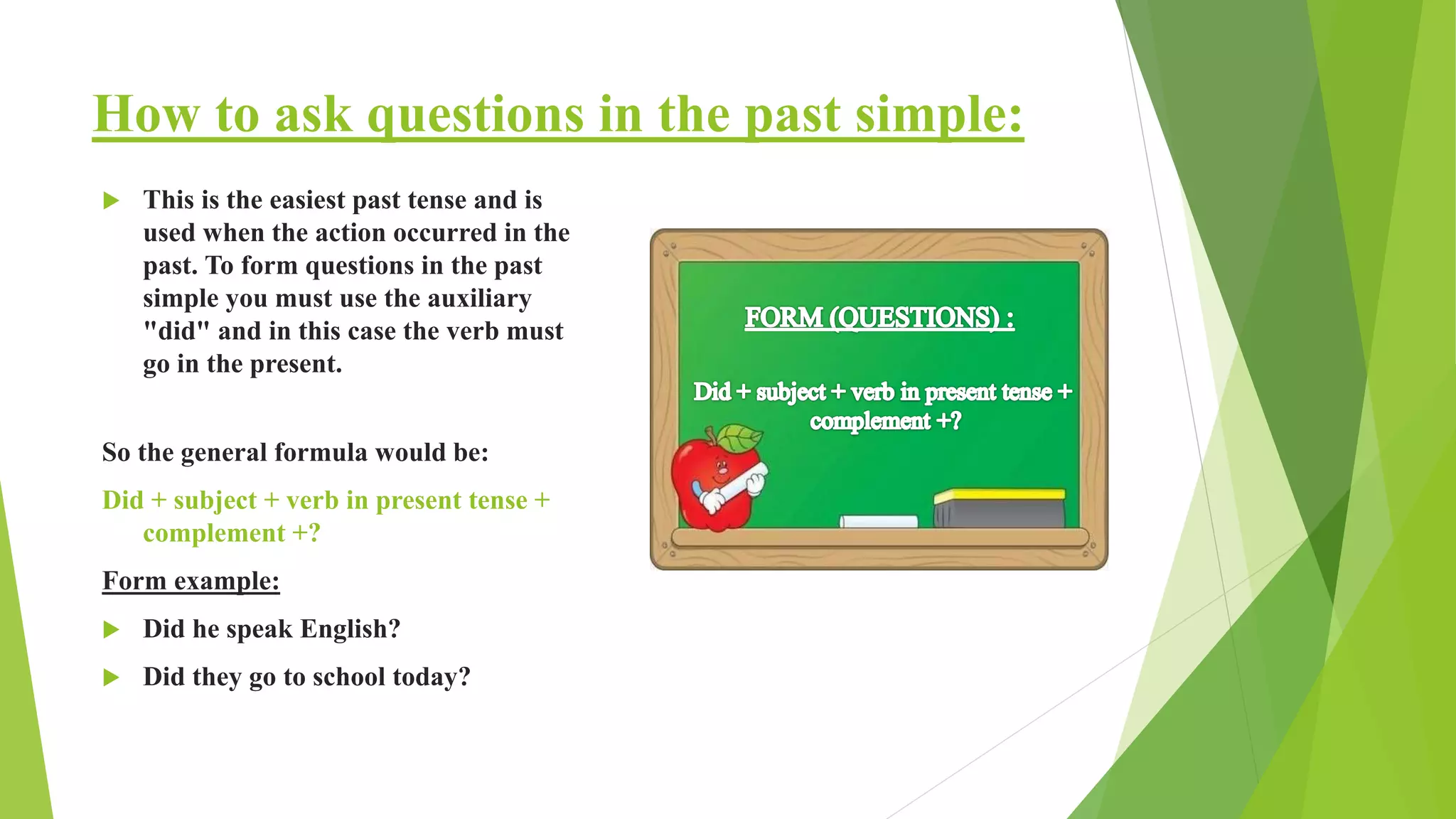 Simple past tense xavier aguado 29515446 - ingles i - seccion 1 b - | PPTX