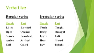 Simple past tense xavier aguado 29515446 - ingles i - seccion 1 b - | PPTX
