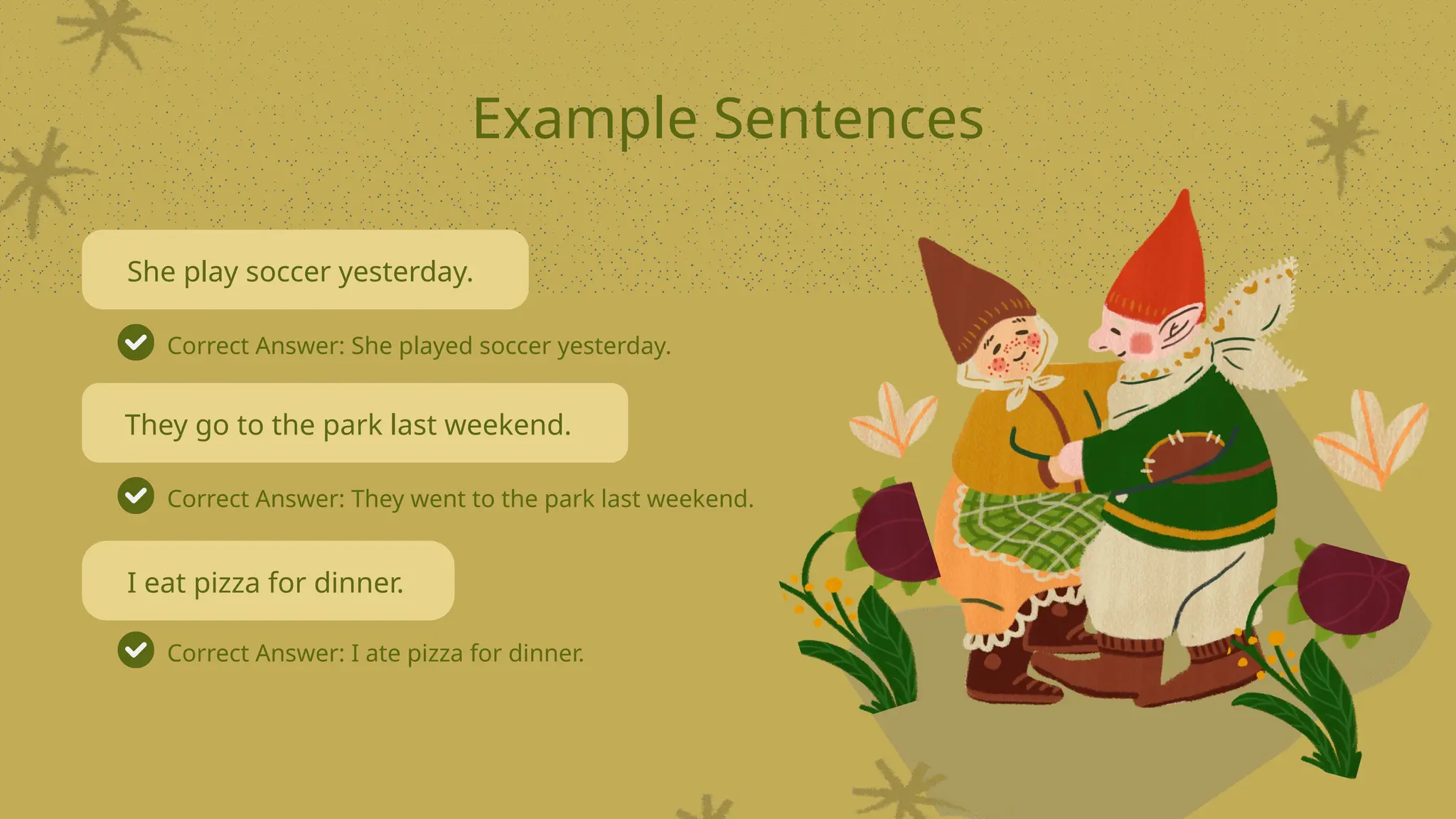 Simple Past Tense Education Presentation in Green Red Illustrative ...