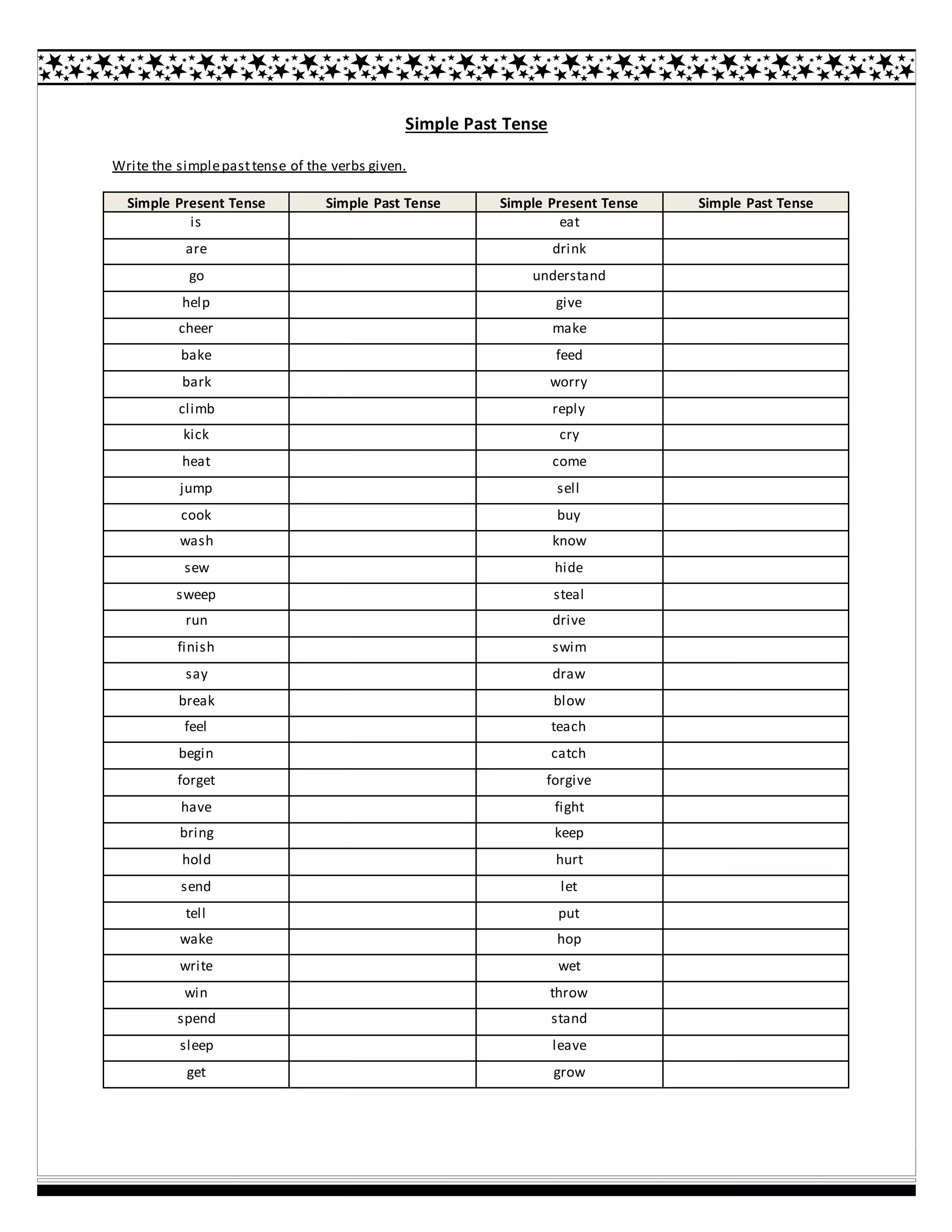 Simple past tense (ex) | DOCX