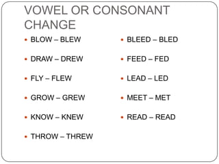 Simple past tense of irregular verbs | PPTX