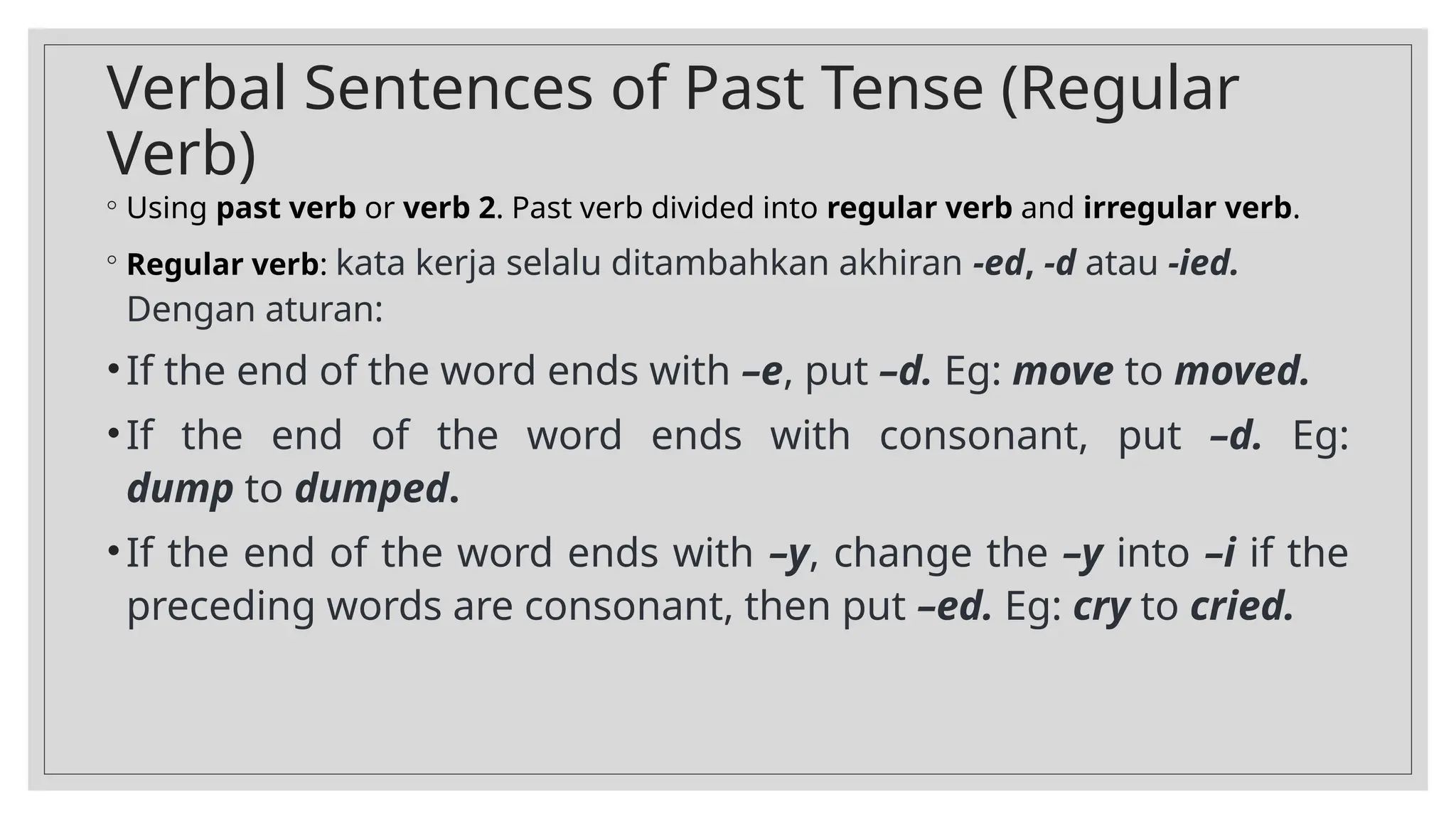 SIMPLE PAST TENSE POWER POINT BAHASA INGGRIS | PPT