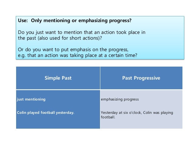 Simple past vs. past progressive