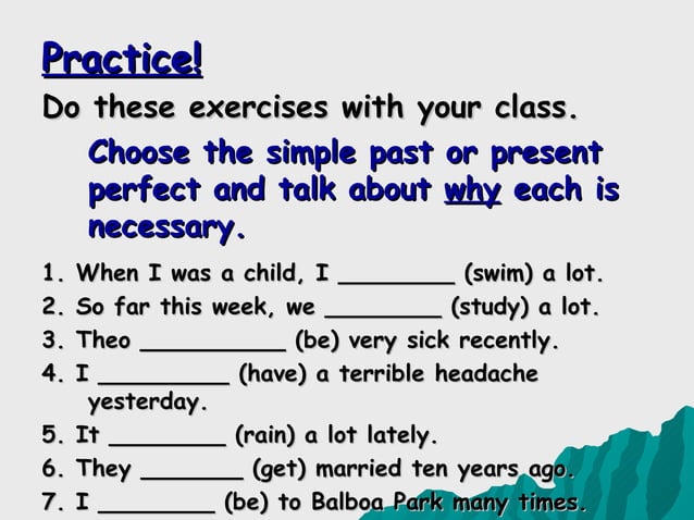Simple past vs. present perfect tense | PPT