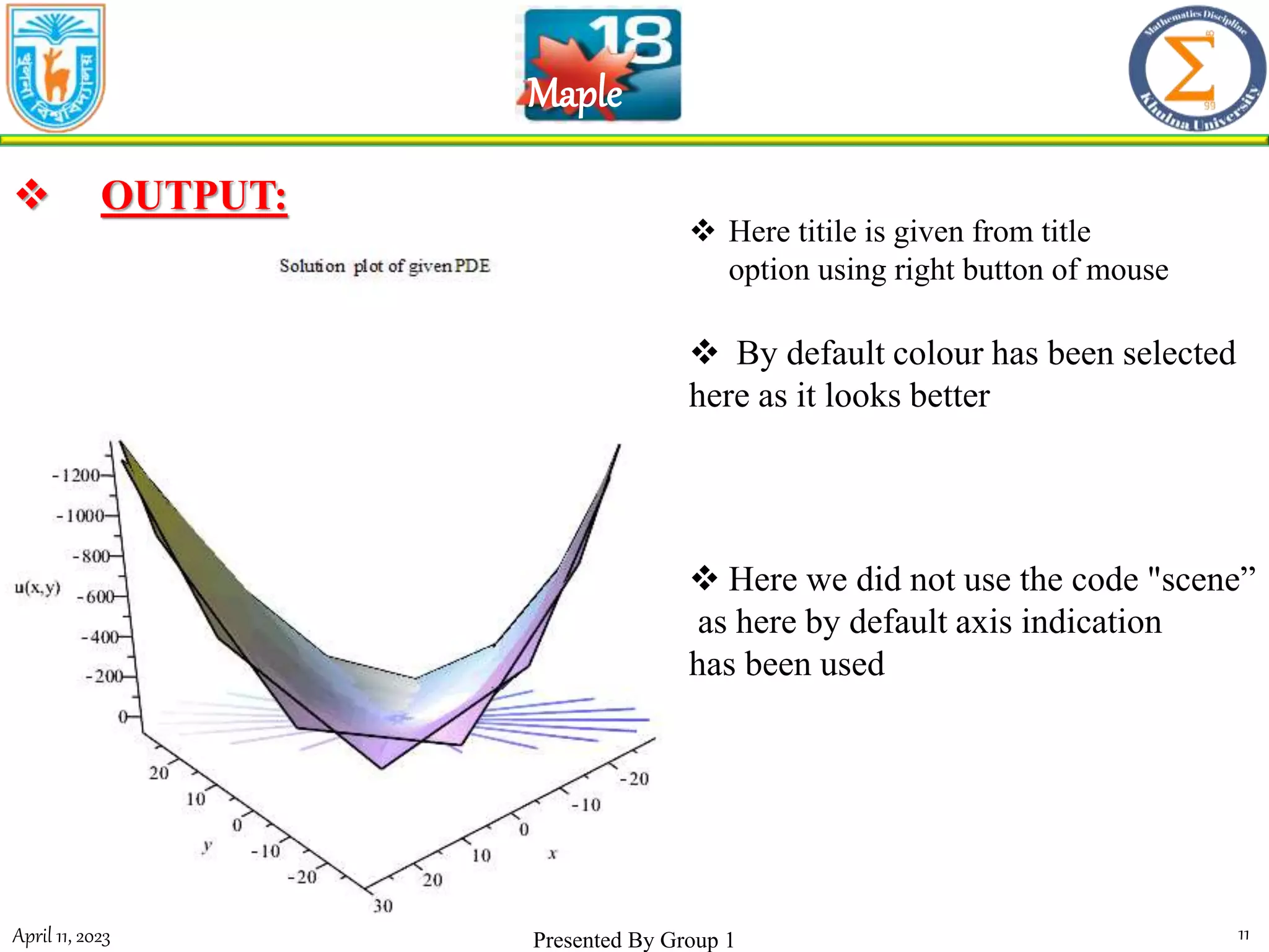 SIMPLE PDE SOLUTIONS WITH THE HELP OF PDETOOLS PACKAGE USING MAPLE 18 ...