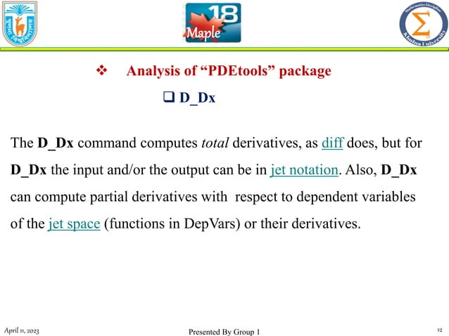 SIMPLE PDE SOLUTIONS WITH THE HELP OF PDETOOLS PACKAGE USING MAPLE 18 ...