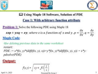 SIMPLE PDE SOLUTIONS WITH THE HELP OF PDETOOLS PACKAGE USING MAPLE 18 ...