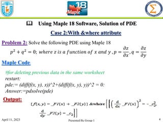 SIMPLE PDE SOLUTIONS WITH THE HELP OF PDETOOLS PACKAGE USING MAPLE 18 ...