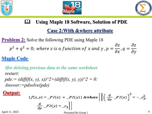 SIMPLE PDE SOLUTIONS WITH THE HELP OF PDETOOLS PACKAGE USING MAPLE 18 ...