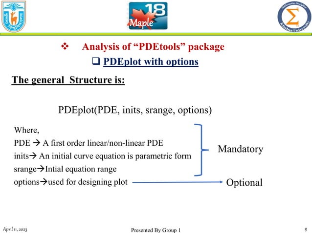 SIMPLE PDE SOLUTIONS WITH THE HELP OF PDETOOLS PACKAGE USING MAPLE 18 by md alamin.pptx