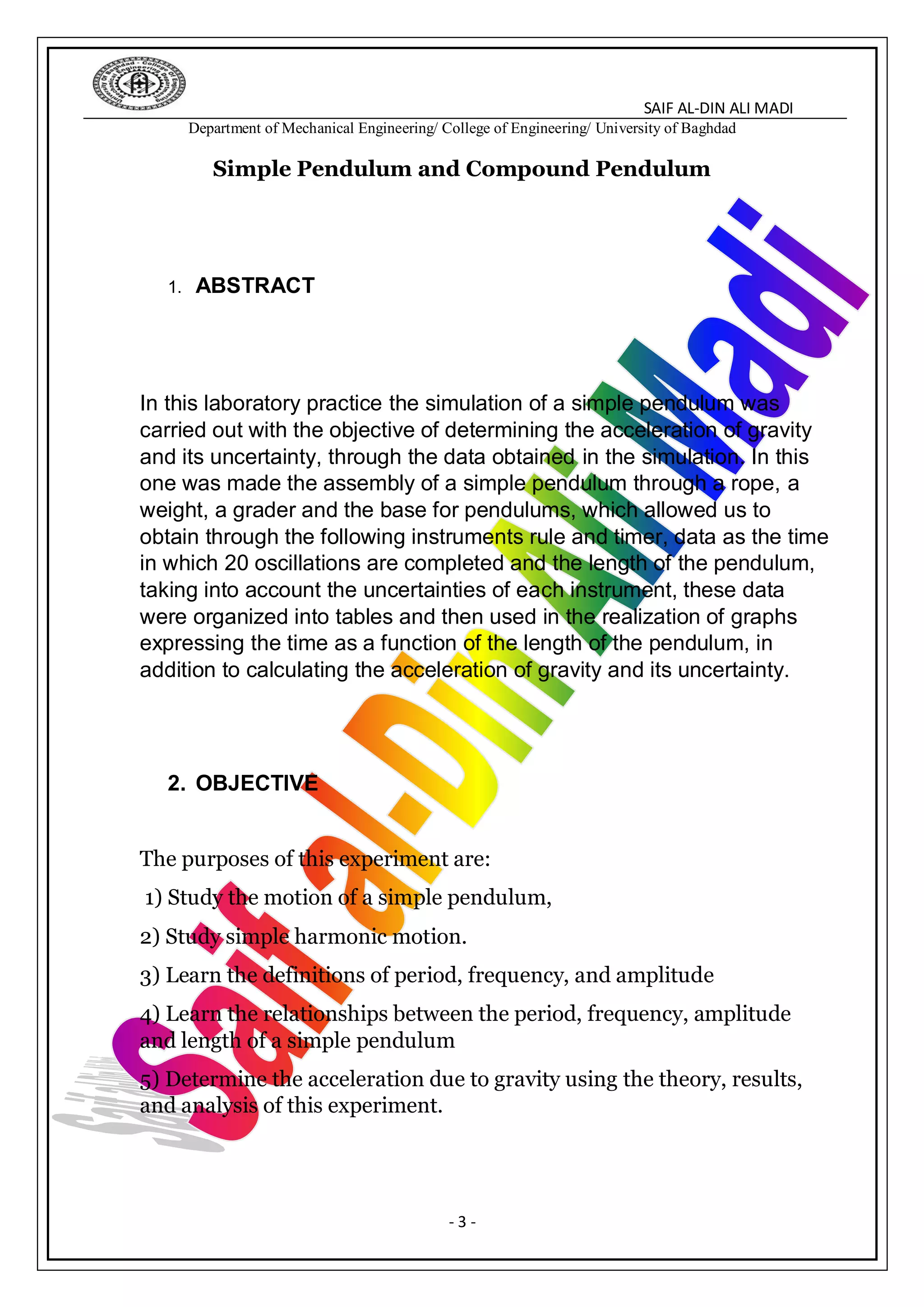 simple pendulum and compound pendulum | vaibration | u.o.b | | PDF