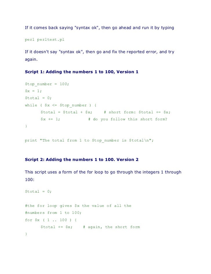 Simple Perl Scripts Simple Perl Scripts