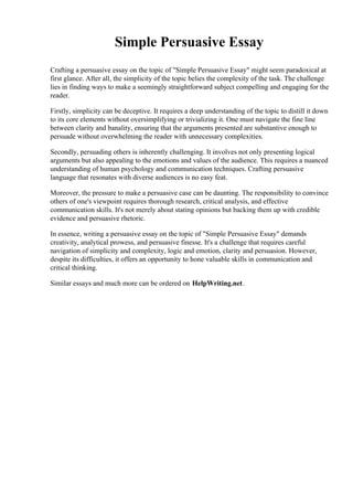 Simple Persuasive Essay | PDF