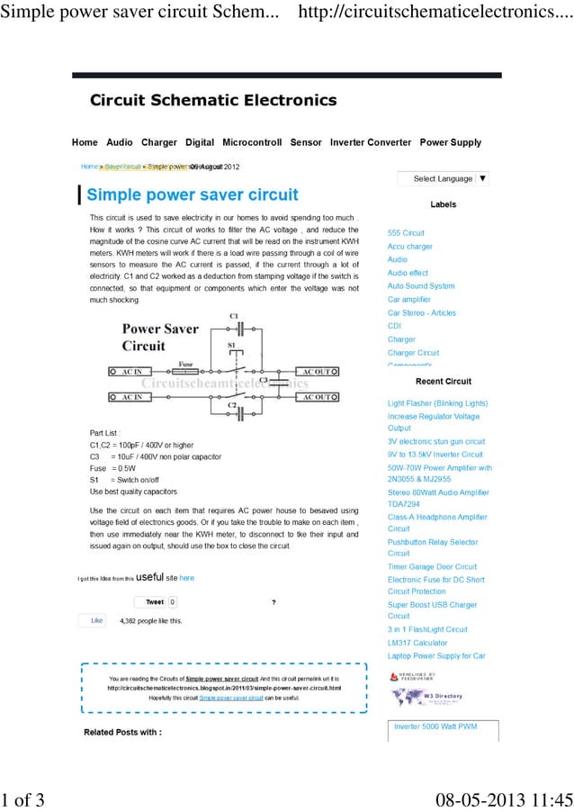 Domestic Power Saver Circuit Diagram How To Make Power Saver