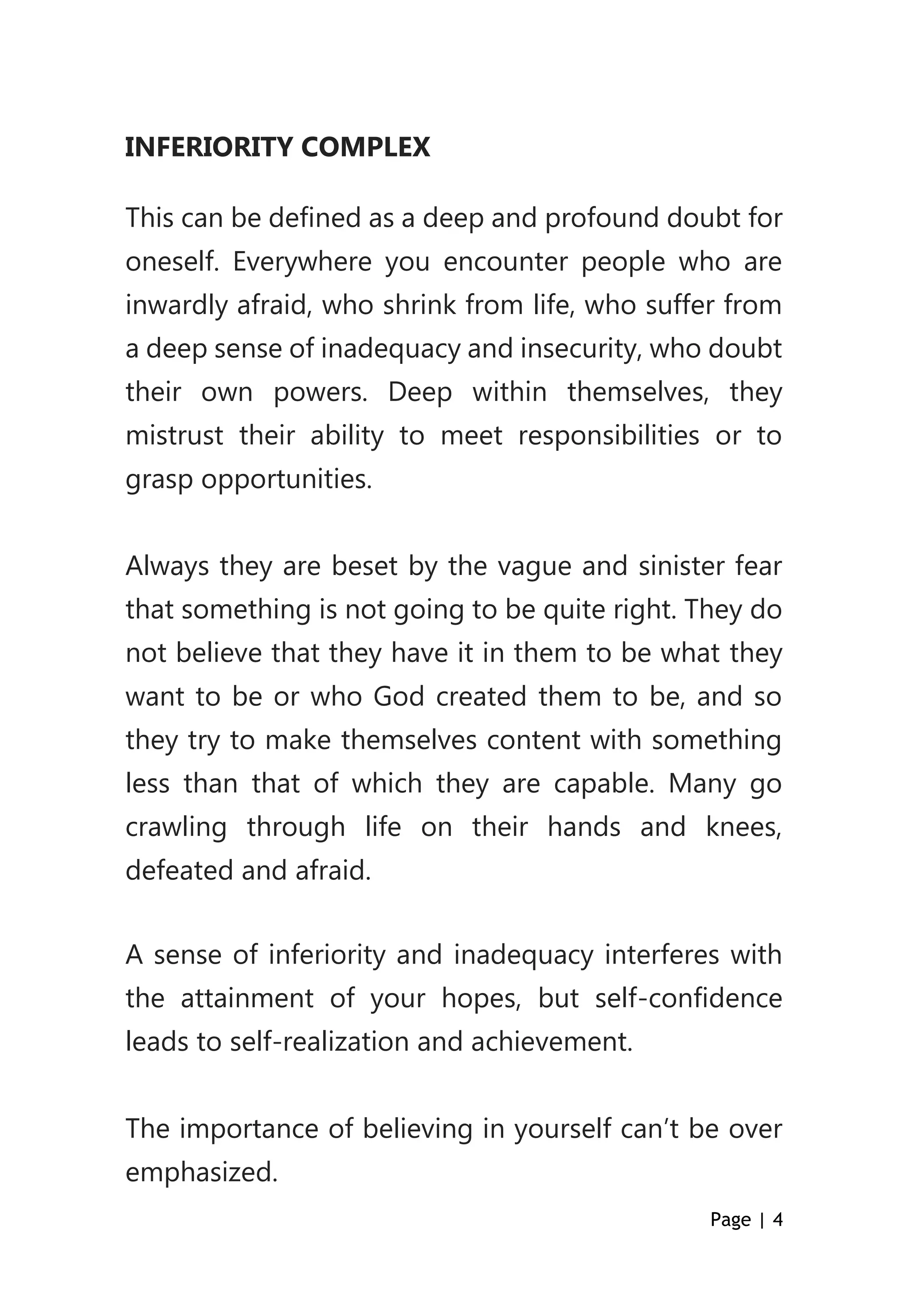 Simple Practical Ways to Overcome Inferiority Complex | PDF