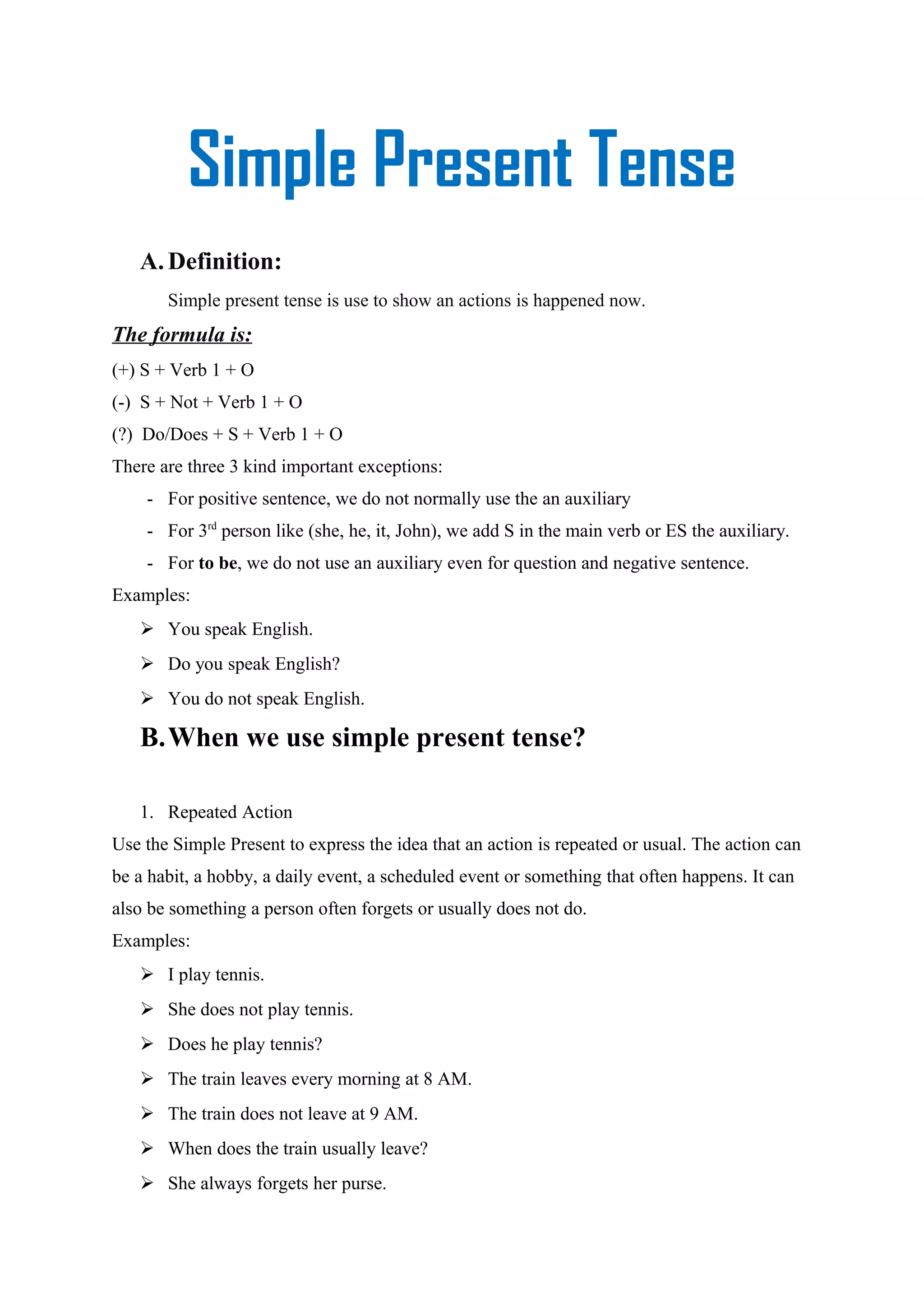Simple presen1 | PDF
