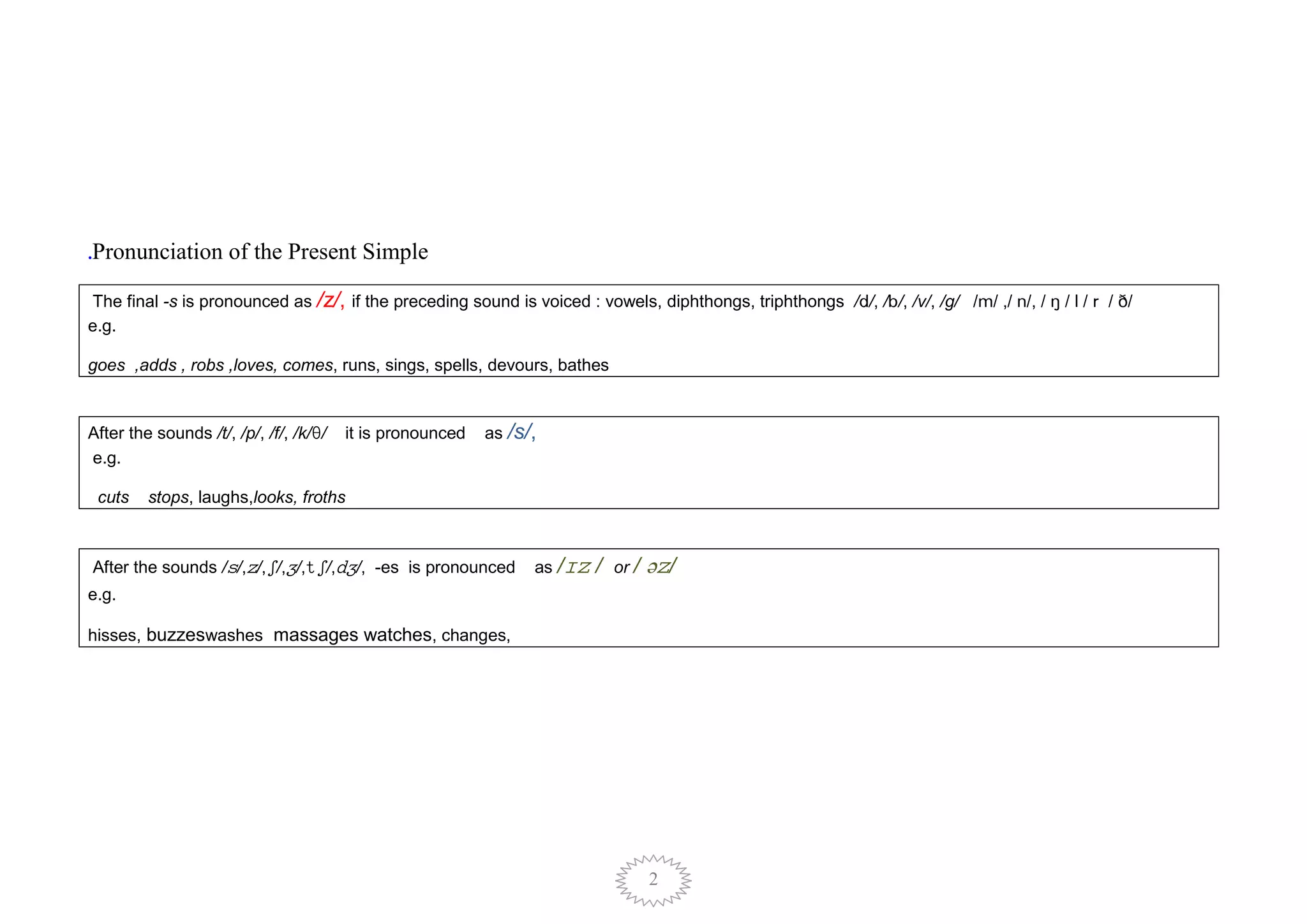 Simple present of ordinary verbs | DOCX