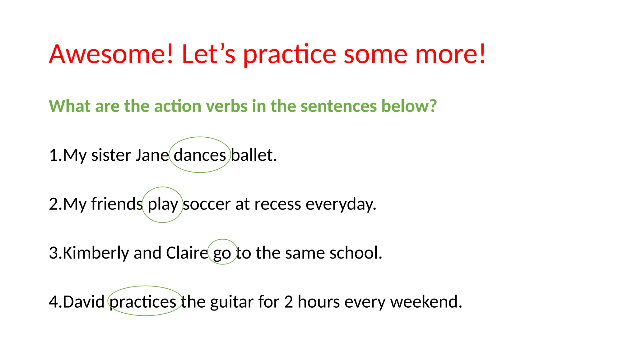 Practice: Simple Present - Action Verbs Practice | PPTX
